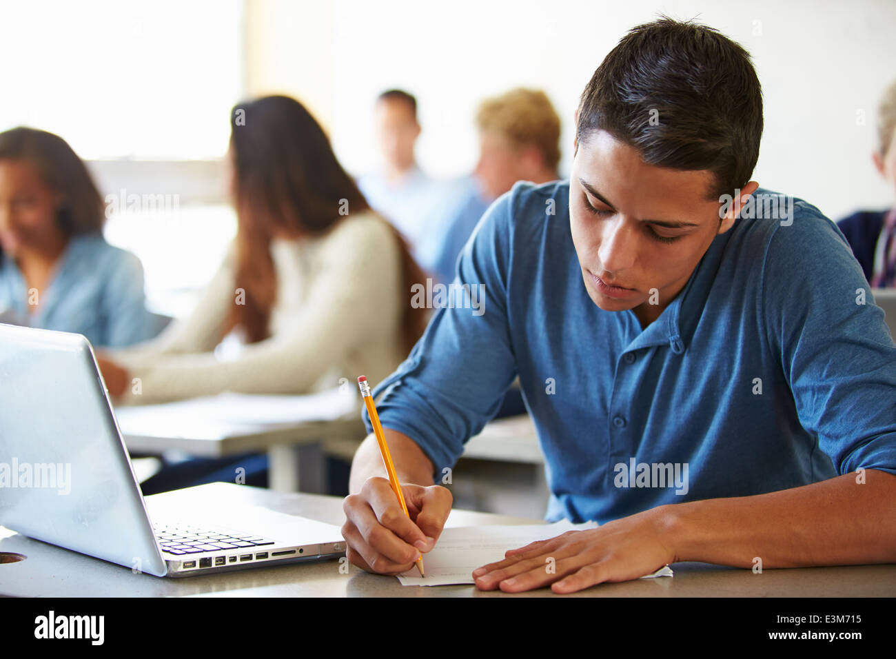 High School Students Taking Test In Classroom Stock Photo - Alamy