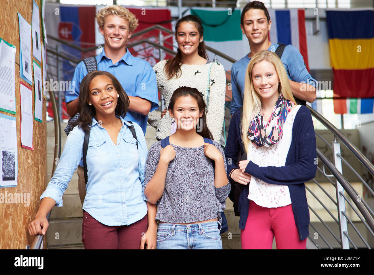 Portrait Of High School Students Standing Outside Building Stock Photo ...