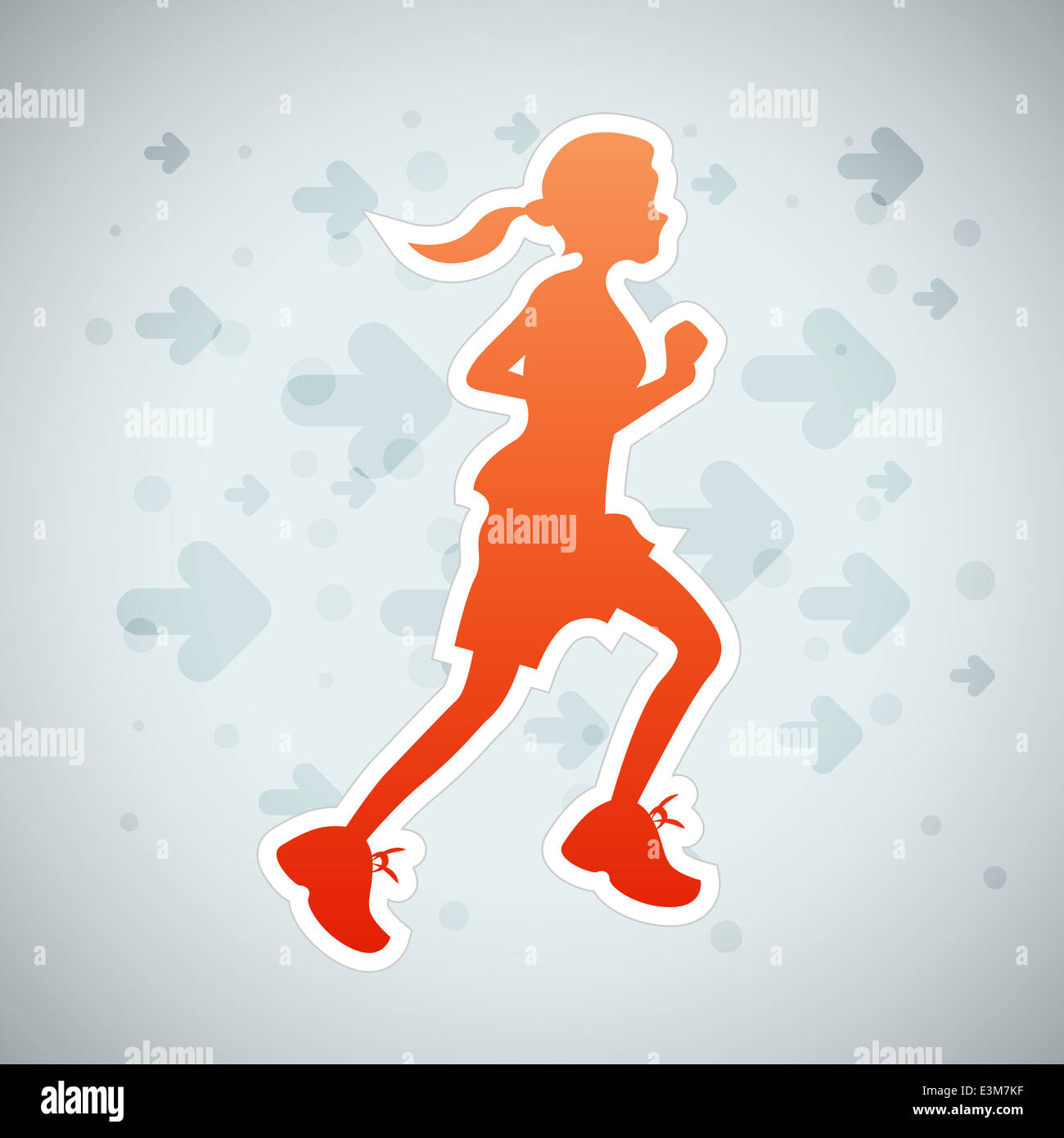 Vector illustration of a girl running exercise Stock Photo - Alamy