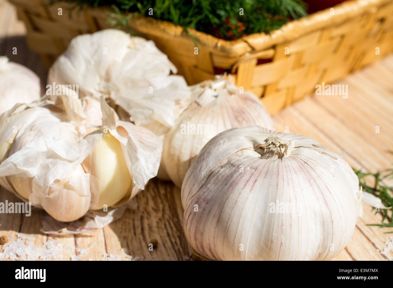 Garlic, a few heads in the sun Stock Photo - Alamy