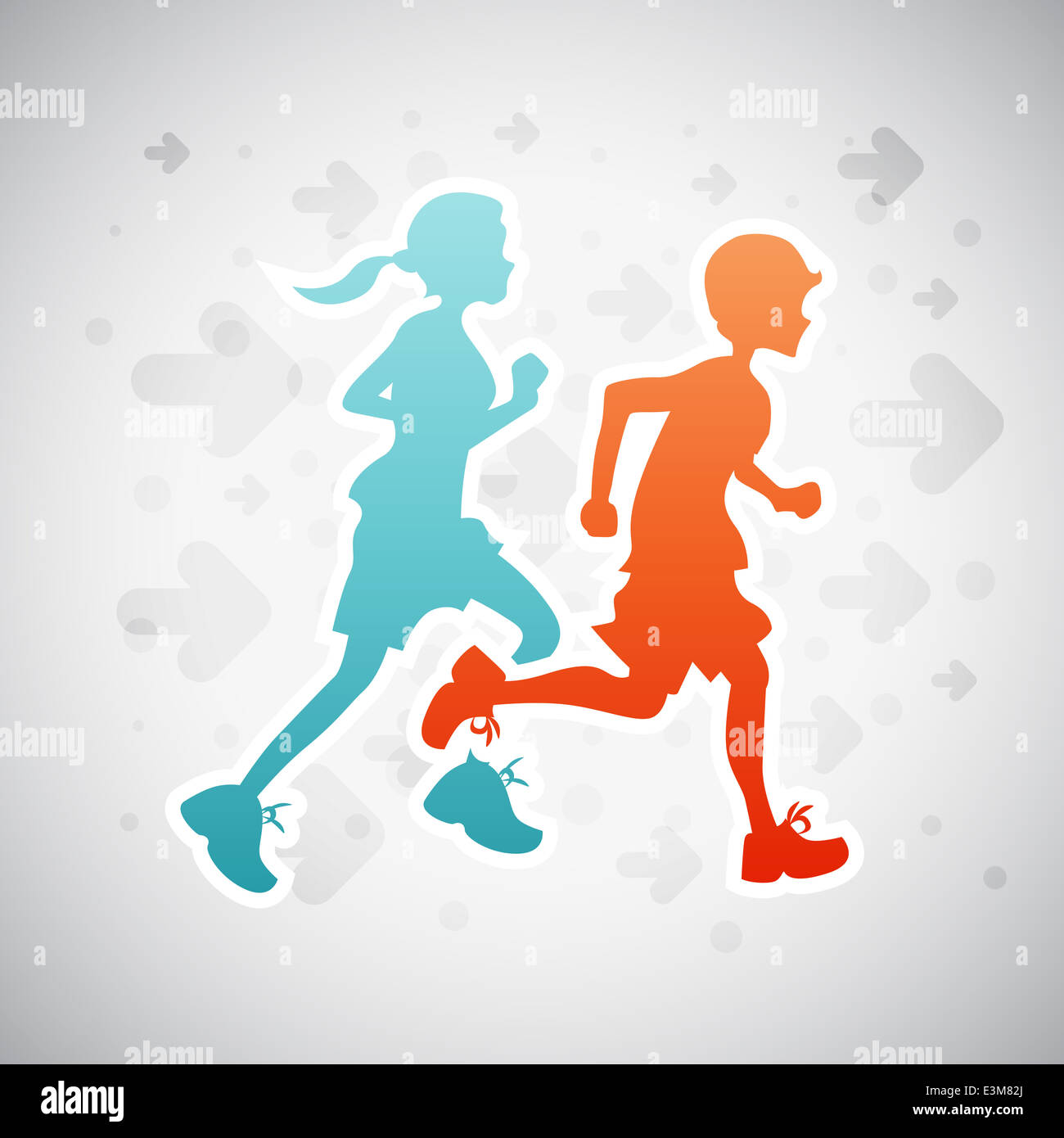 Vector illustration of boy and girl on running exercise Stock Photo - Alamy Vector illustration of boy and girl on running exercise Stock Photo - Alamy