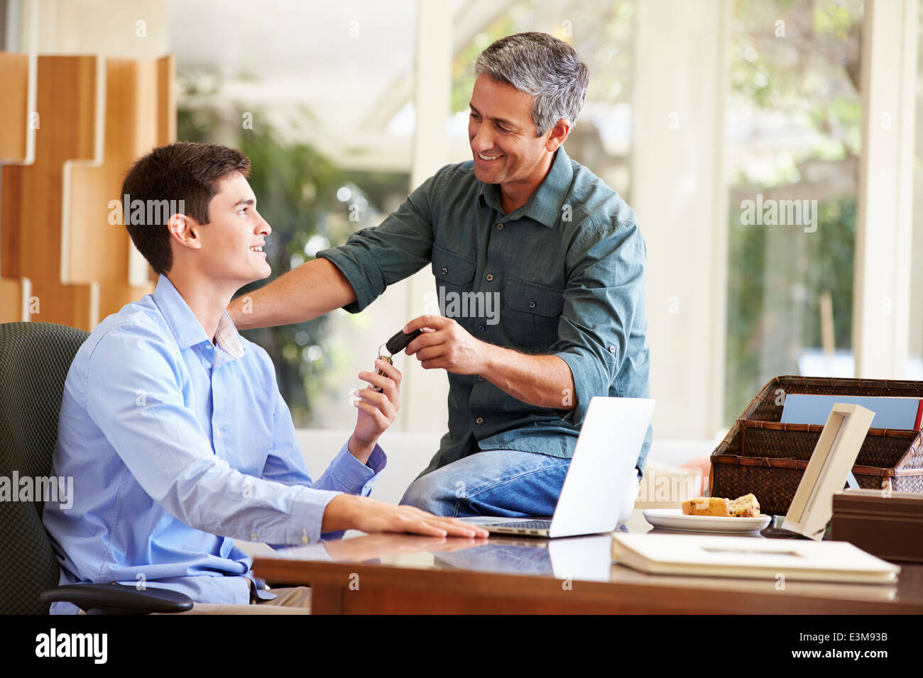 Father Giving Teenage Son Car Keys Stock Photo - Alamy