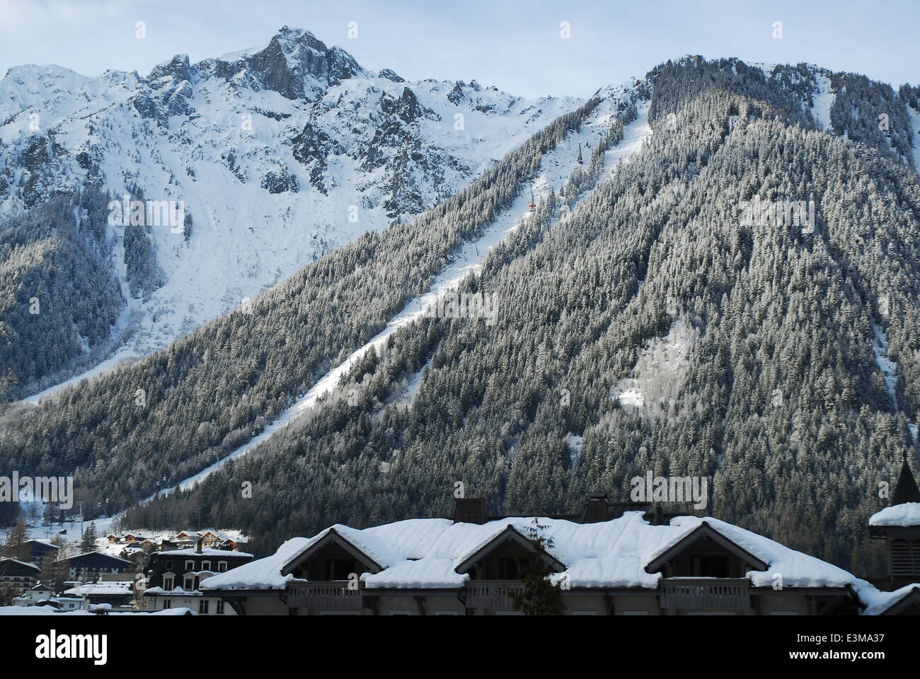 Ski slopes around Chamonix in the French Alps Stock Photo - Alamy