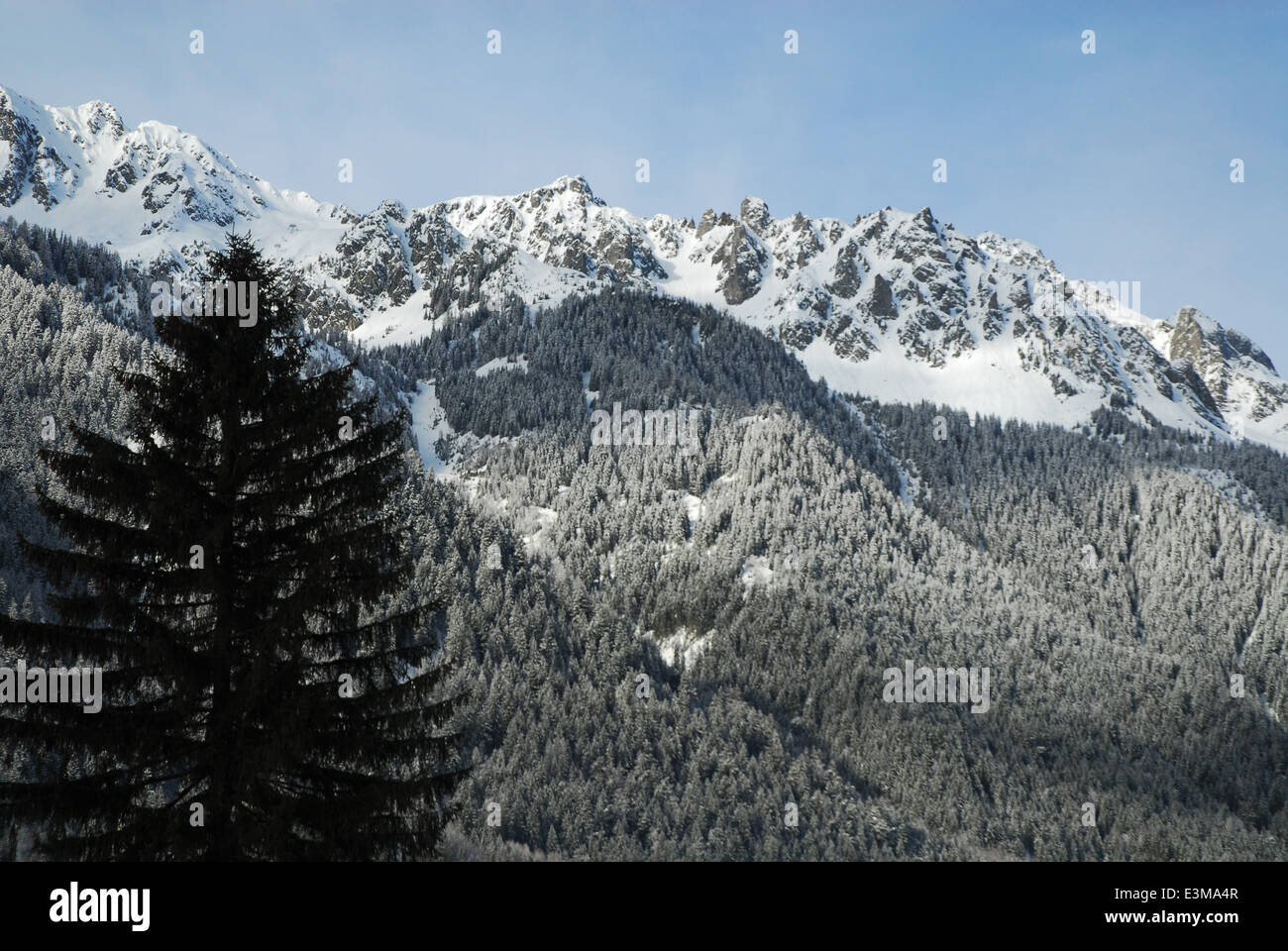 Mountain crest seen from Chamonix in the French Alps Stock Photo - Alamy