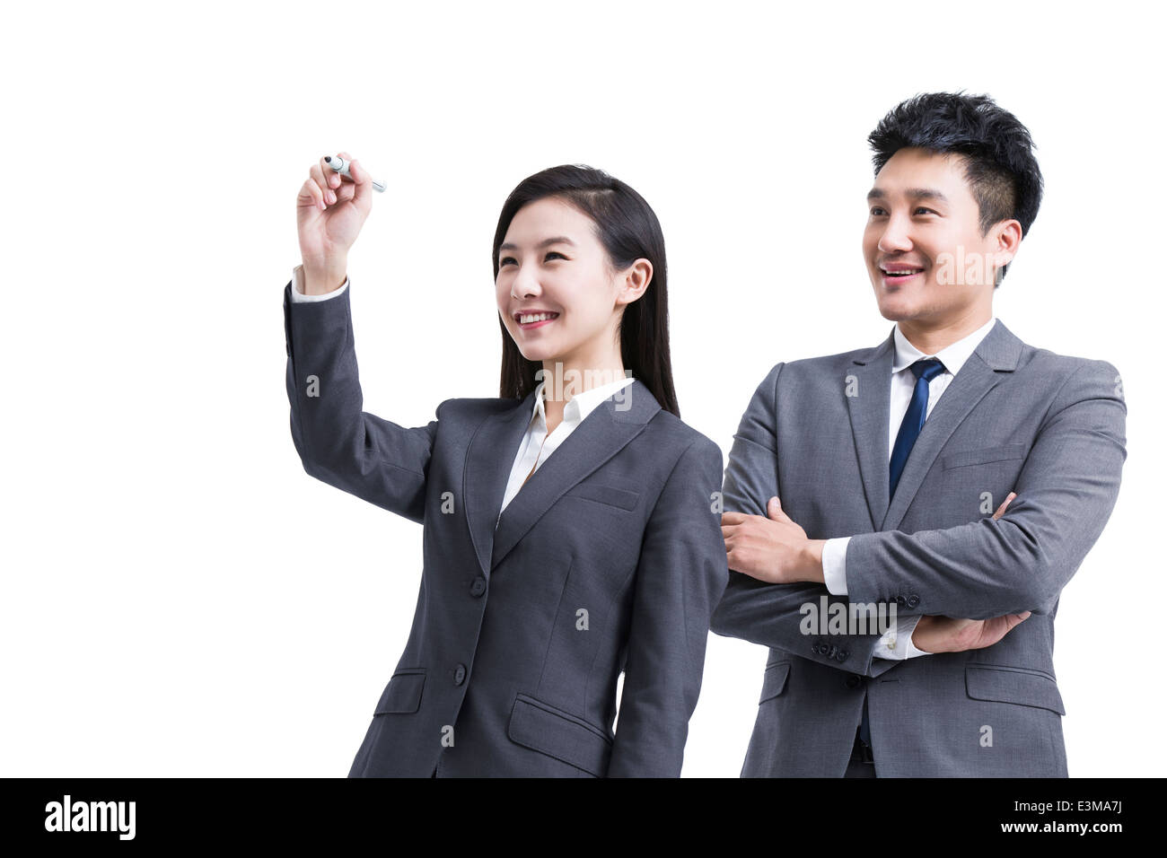 Two men business partners writing hi-res stock photography and images ...