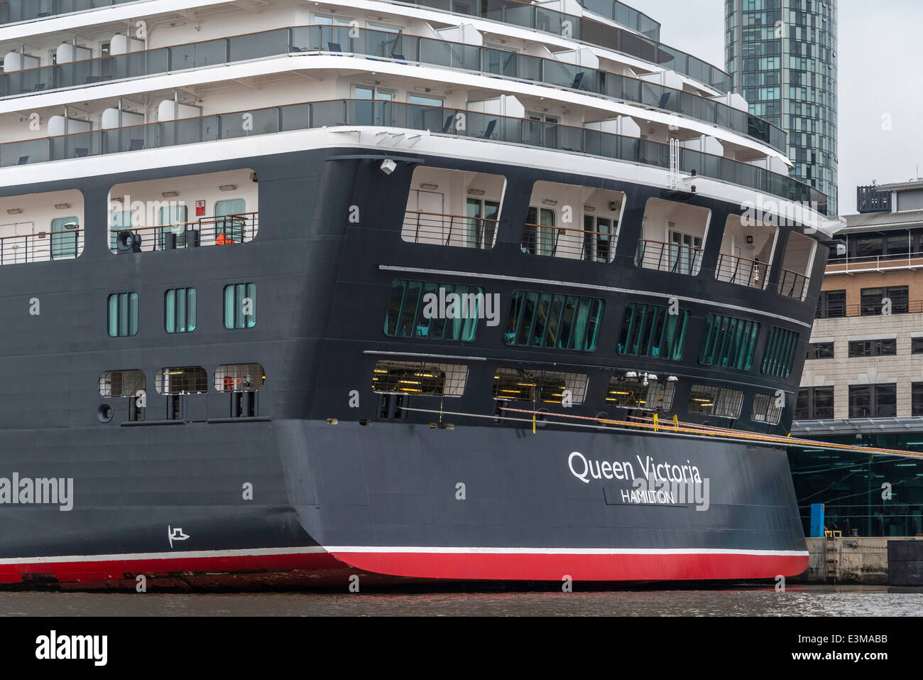 Cunard cruise liner Queen Victoria berthed at Liverpool terminal Stock ...