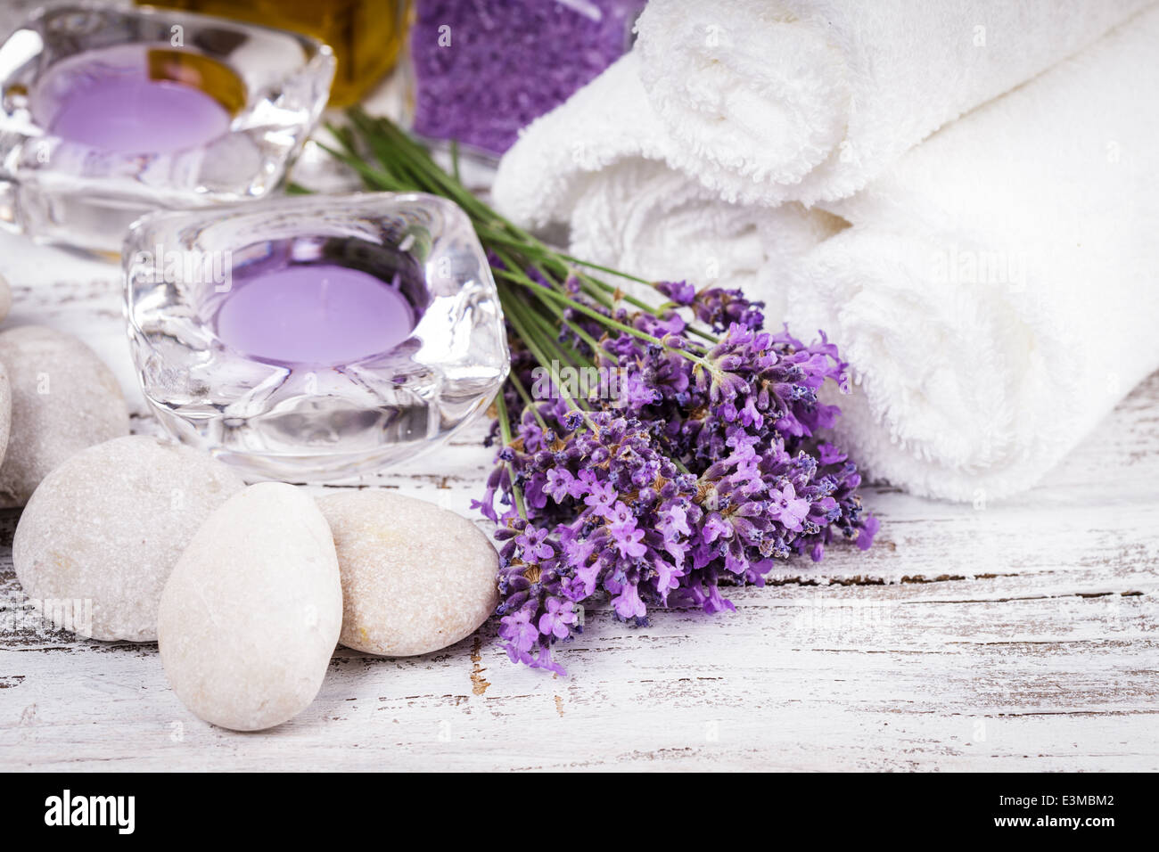 Spa with lavender Stock Photo - Alamy