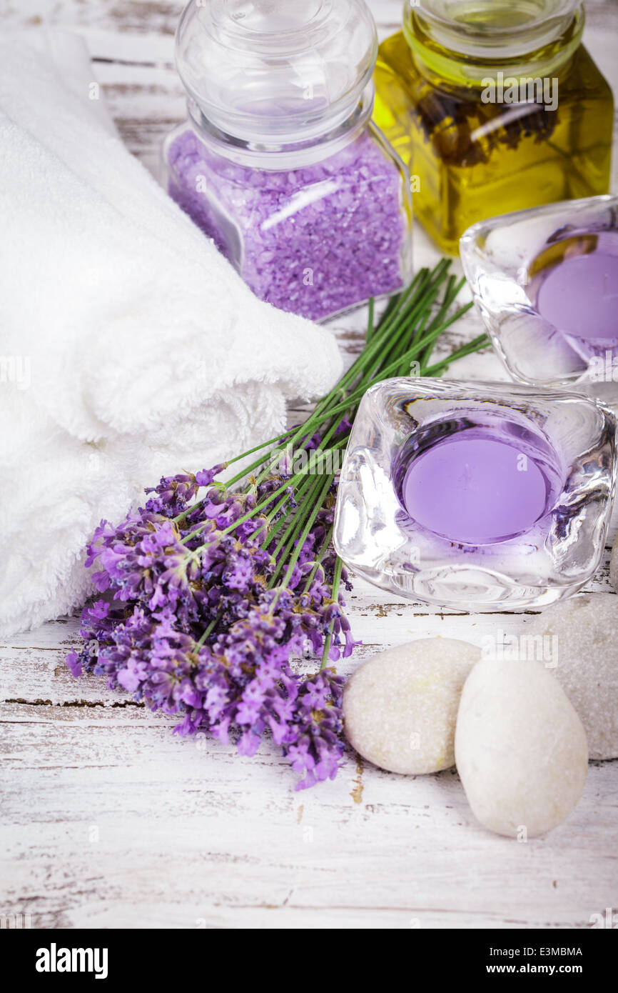 Spa with lavender Stock Photo - Alamy
