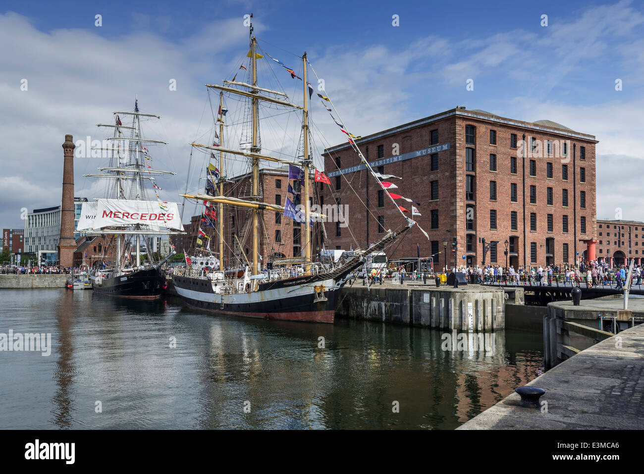 Tall ships berthed in the Canning dock at Liverpool waterfront Stock ...
