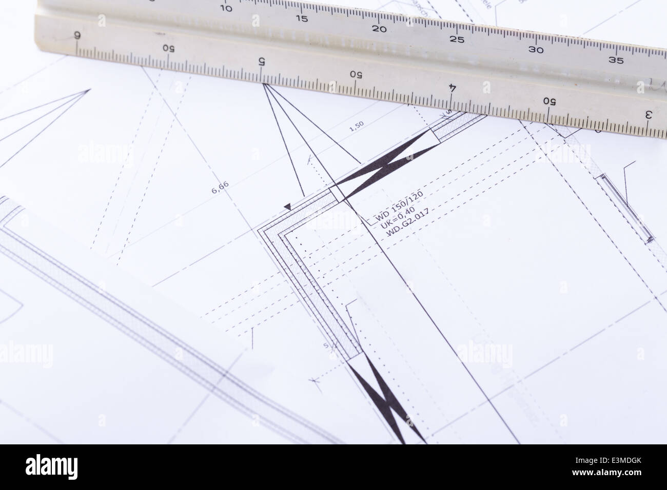 architect blueprints equipment objects workplace paper office Stock ...