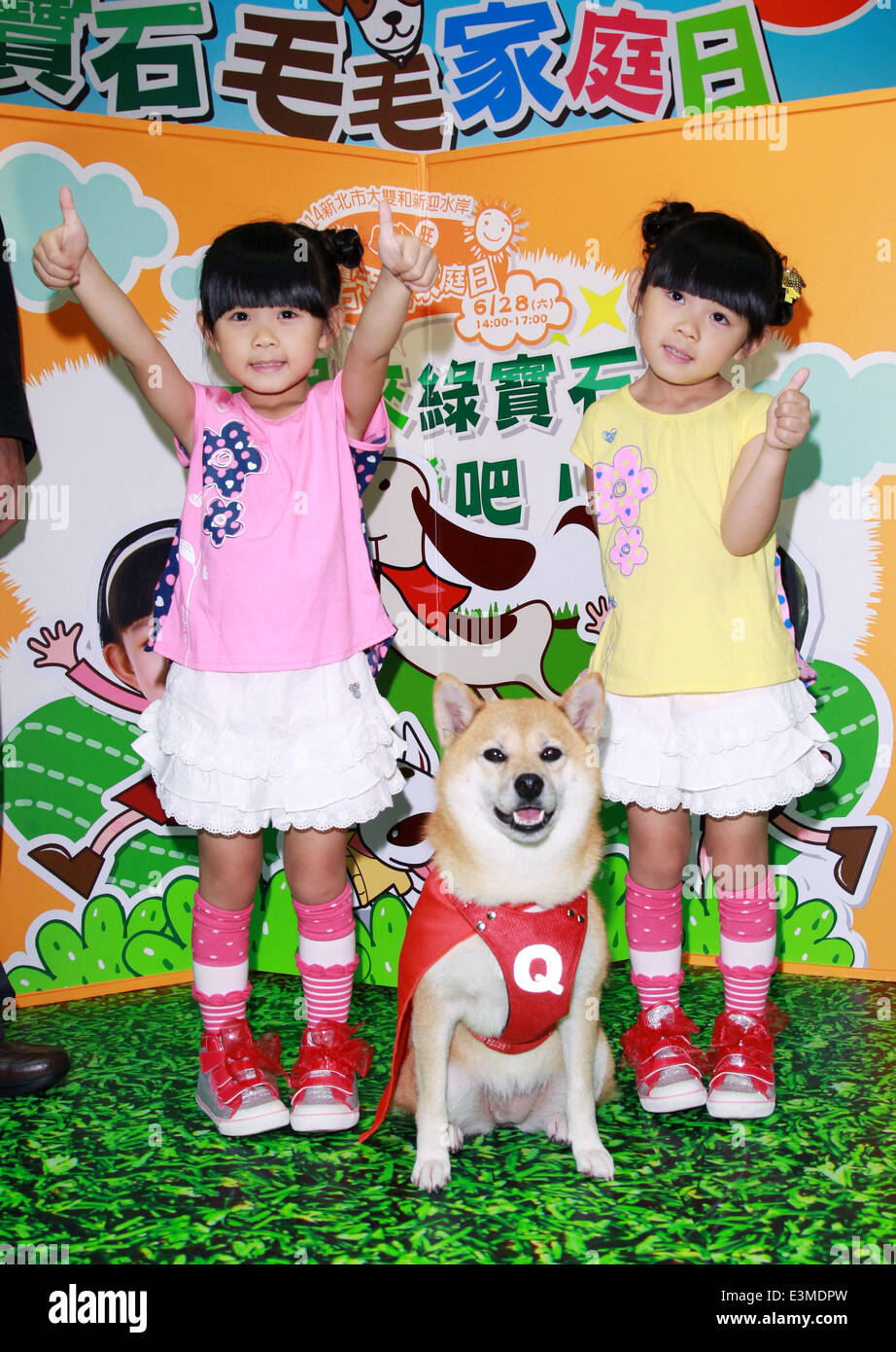 Taipei, China. 22nd June, 2014. Twin sisters Yony and Zony attend a ...