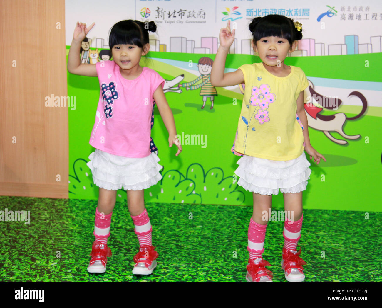 Taipei, China. 22nd June, 2014. Twin sisters Yony and Zony attend a ...
