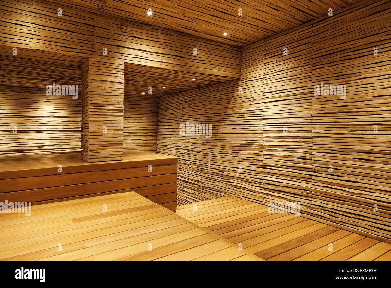 Wooden room in modern house Stock Photo - Alamy