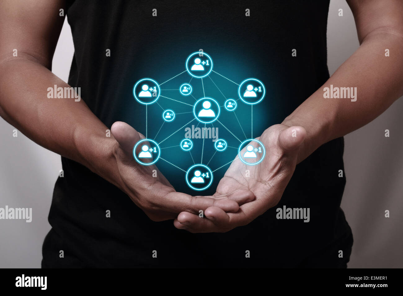 Hand showing social networking icons Stock Photo - Alamy