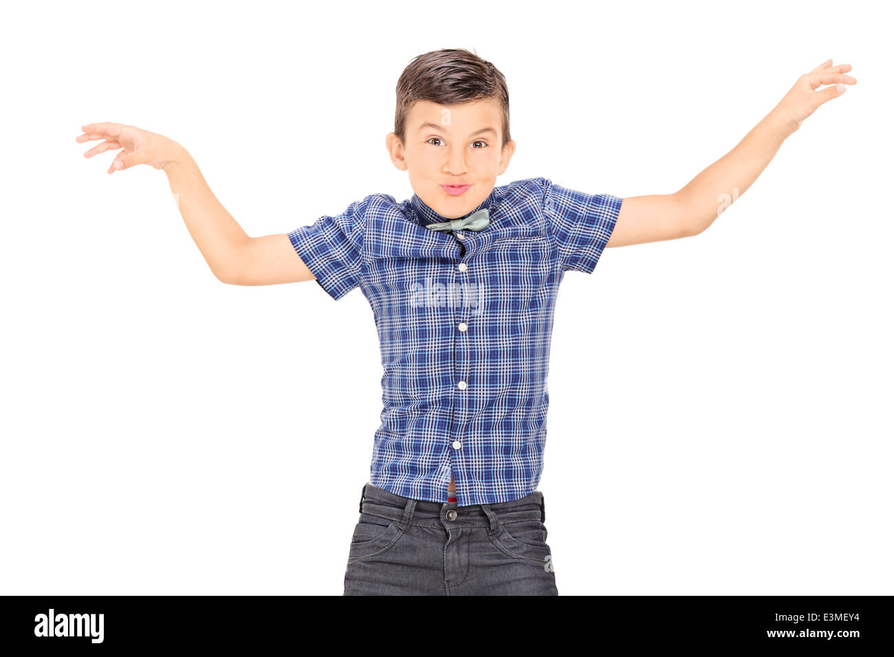 Cute little boy mimicking with his hands Stock Photo - Alamy