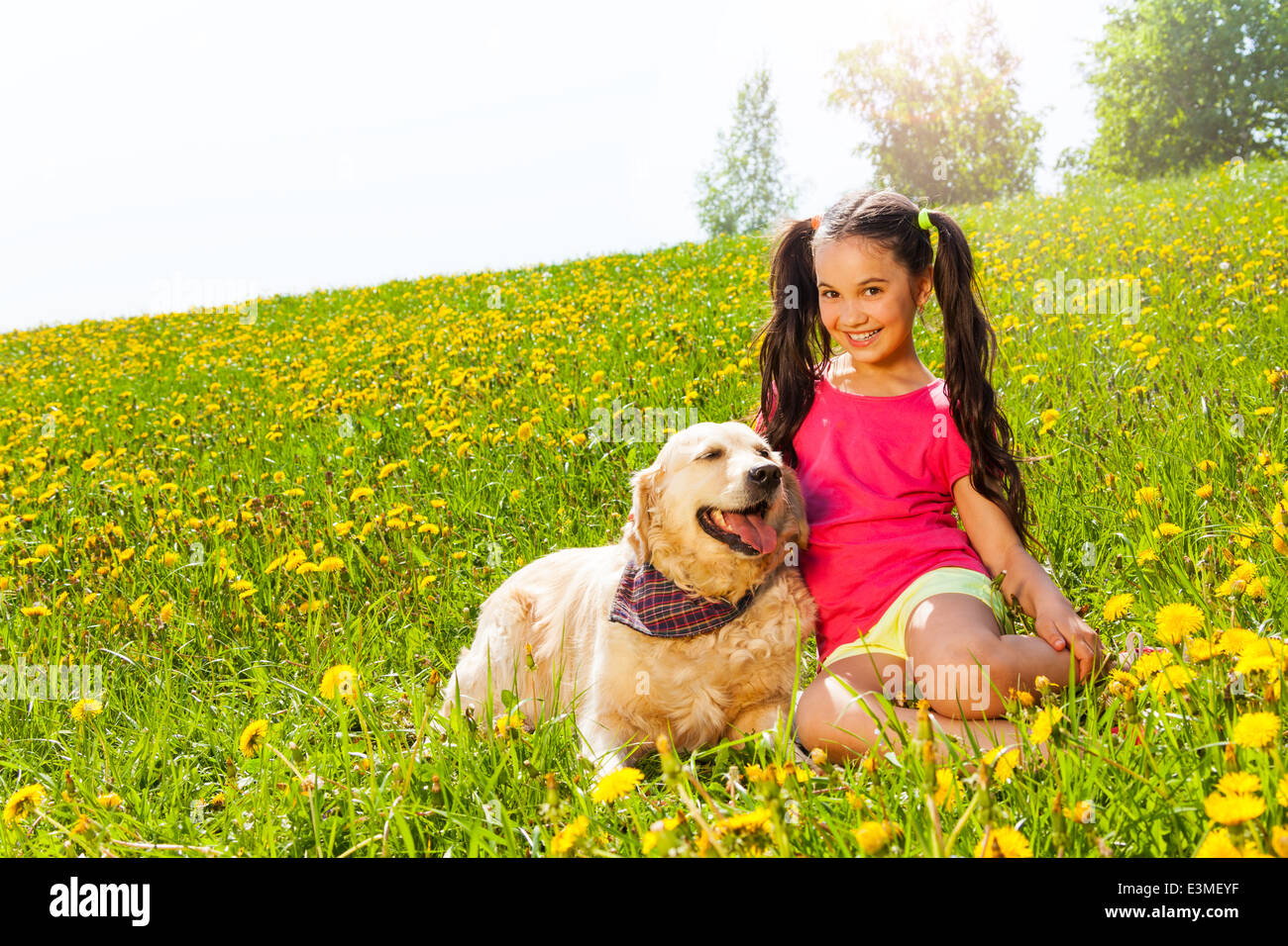 Children cuddling with dog hi-res stock photography and images - Alamy