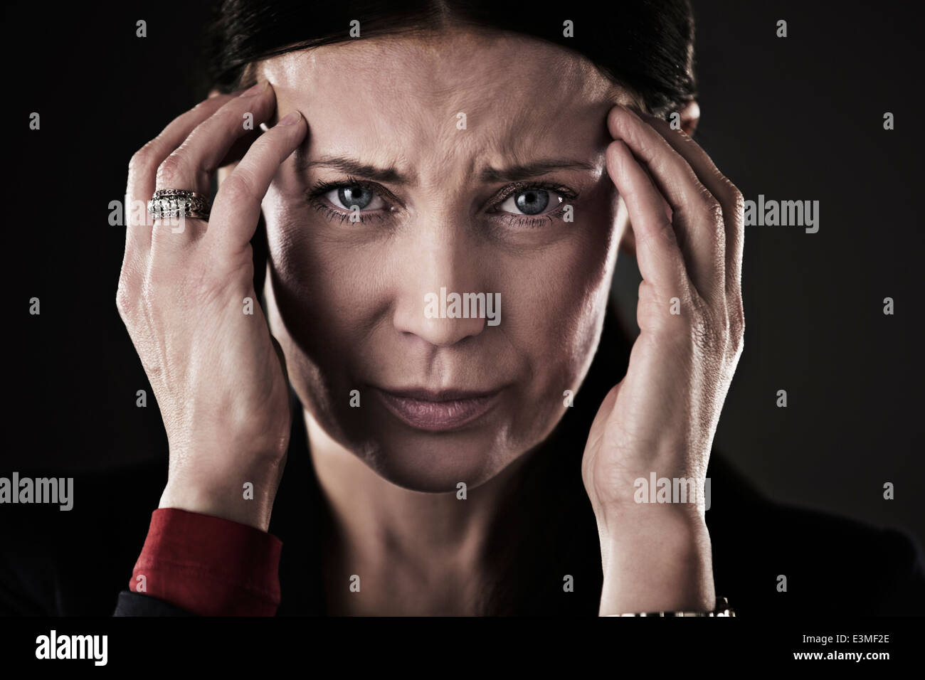 Portrait of stressed woman Stock Photo - Alamy