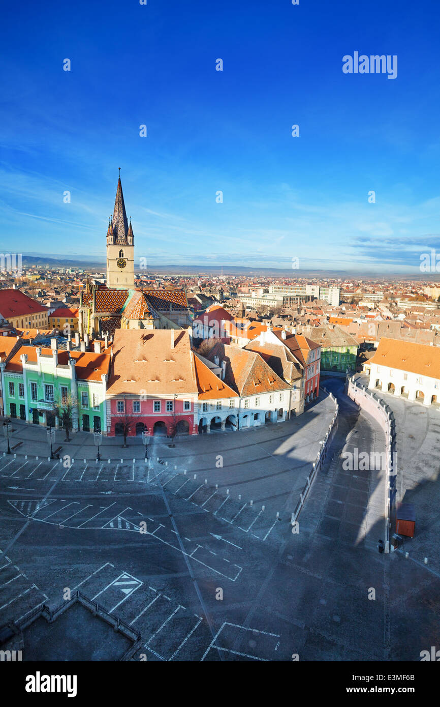 Stair's Tower and Sibiu old town view from top Stock Photo - Alamy