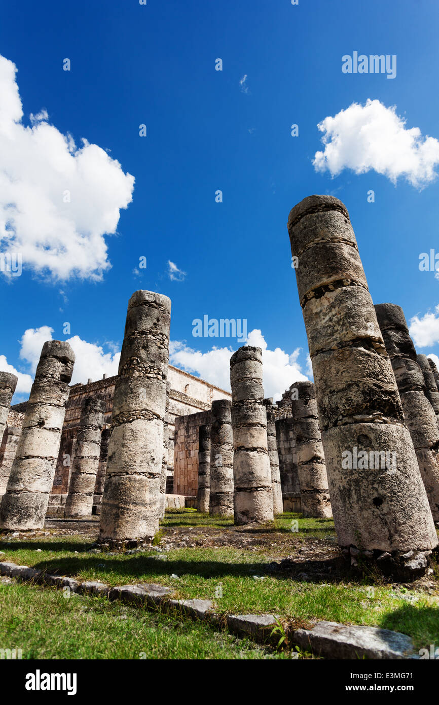 Temple of Thousand Warriors columns Itza Mexico Stock Photo - Alamy