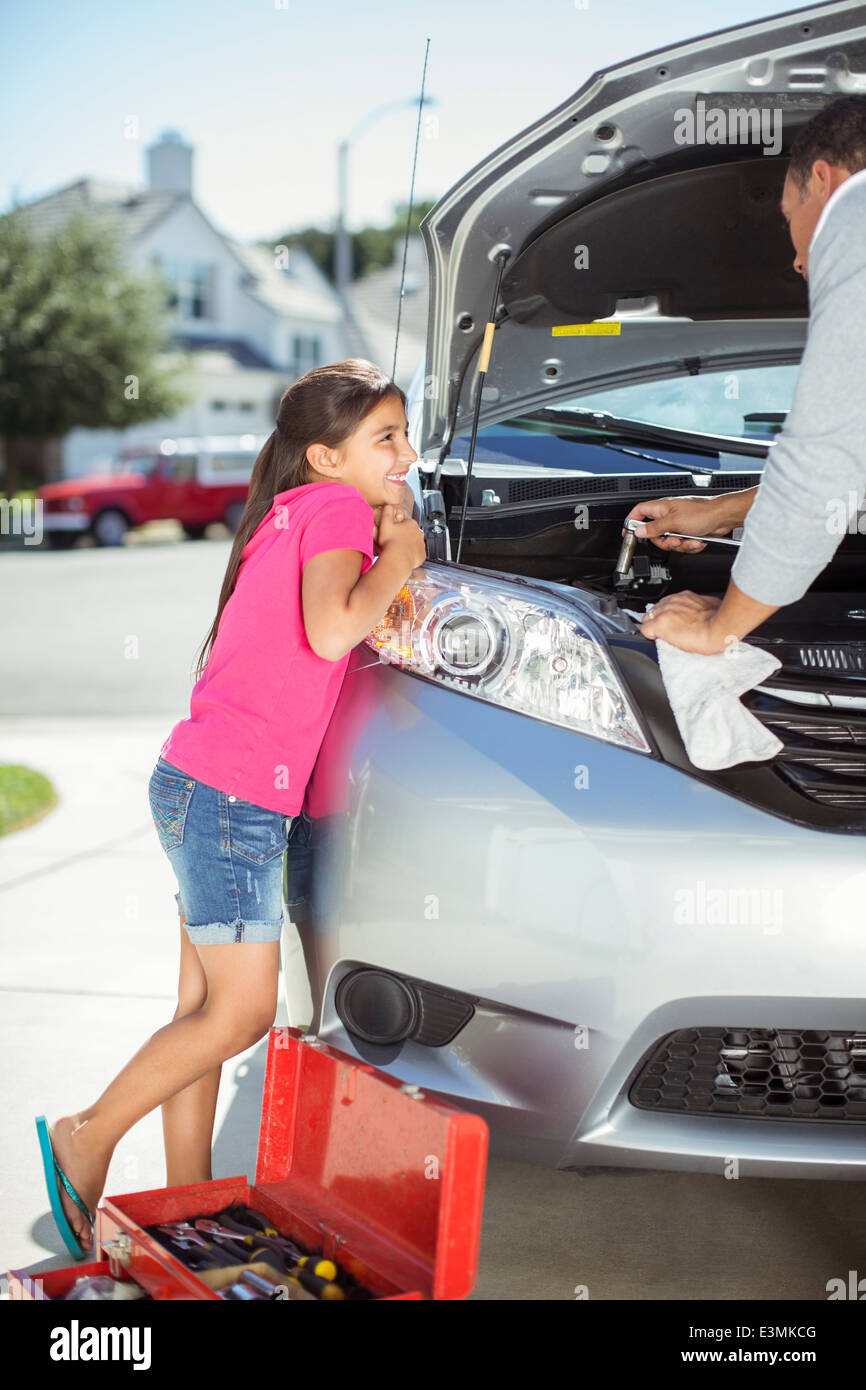 Father daughter fixing car engine hi-res stock photography and images ...