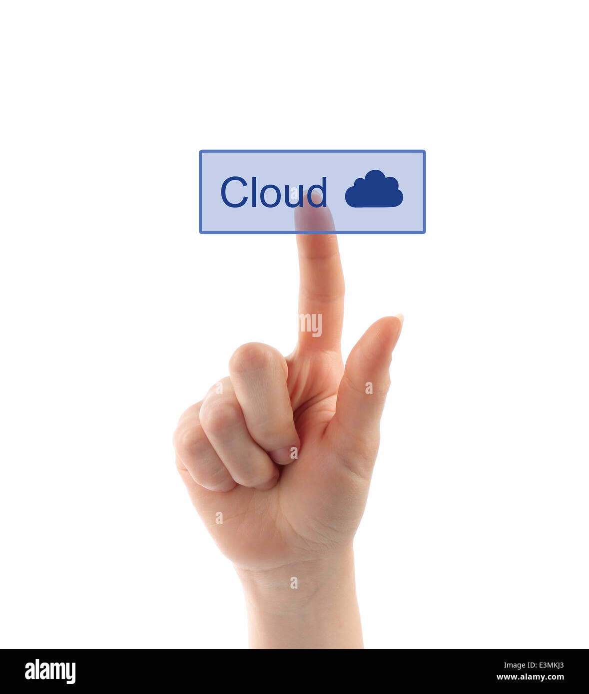 Cloud computing concept with hand on white background Stock Photo - Alamy