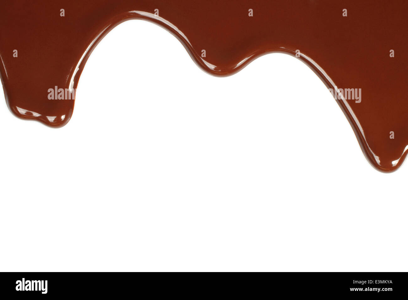 Melted chocolate dripping on white background Stock Photo - Alamy