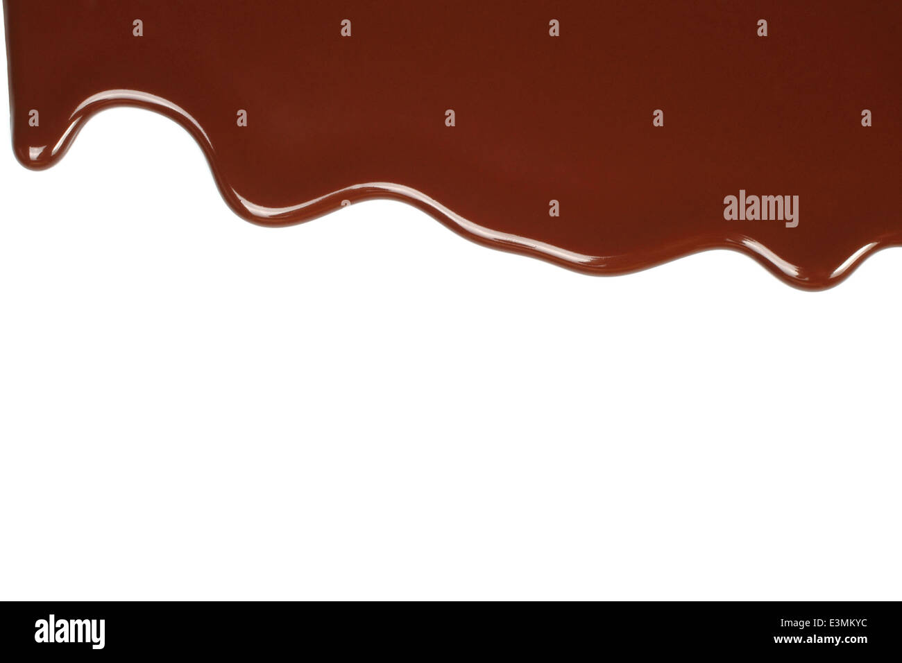 Melted chocolate dripping on white background Stock Photo - Alamy