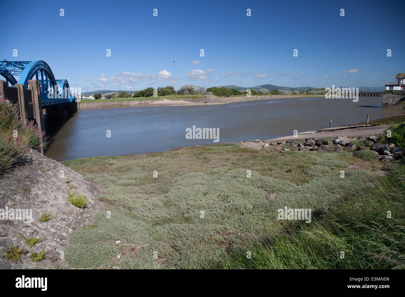 View across the Voryd / Foryd Harbour, Rhyl on a sunny summer day ...