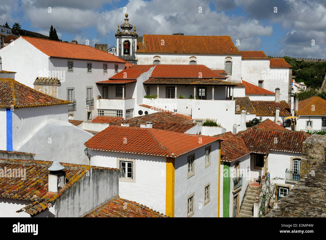 town within castle walls, Obidos, Portugal Stock Photo - Alamy