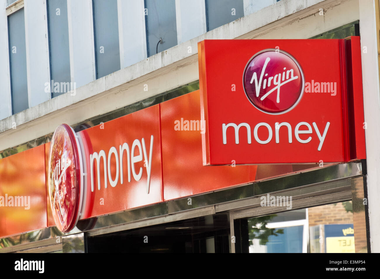The Virgin money sign above the shop front of a branch in England Stock ...