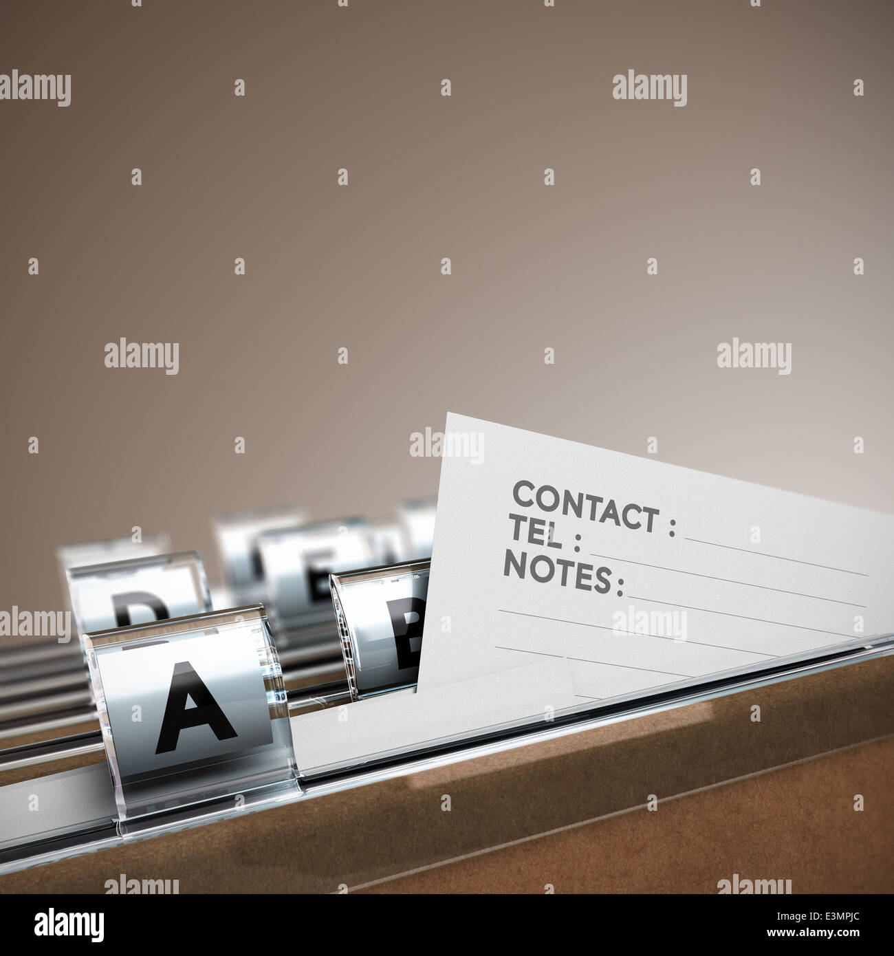 Customer list over beige background with contact, telephone number and ...