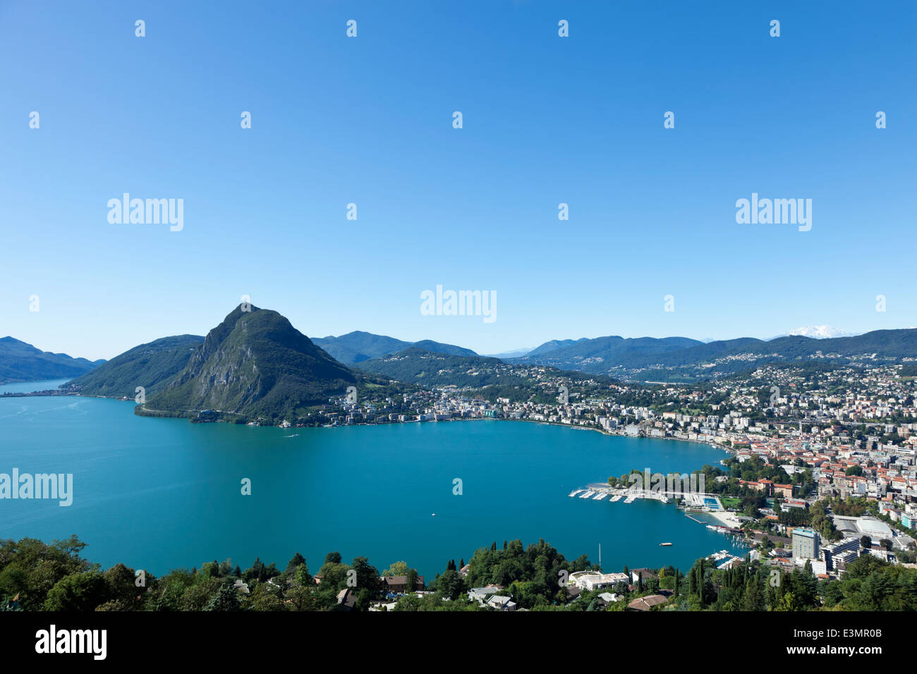 Lake Lugano, panoramic view from the top, switzerland Stock Photo - Alamy