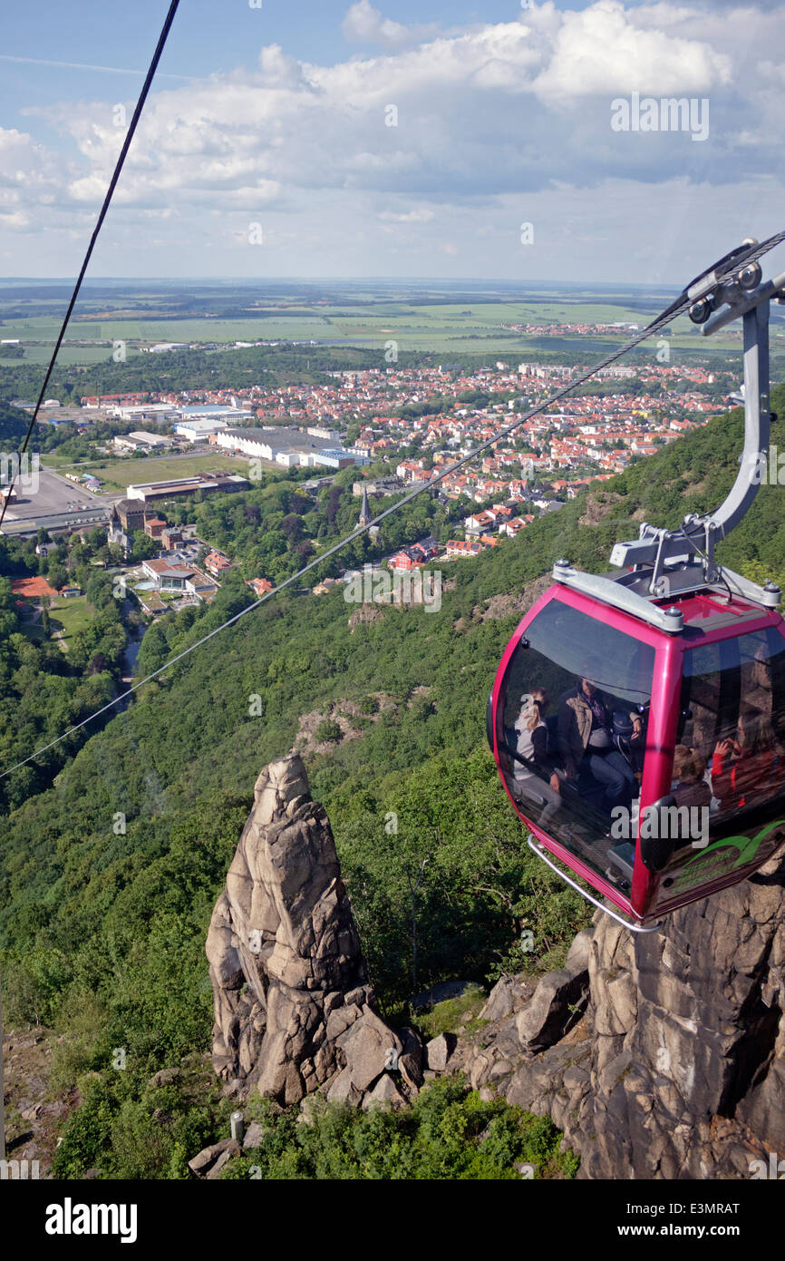 panoramic view of Thale from the cable car, Harz Mountains, Saxony ...