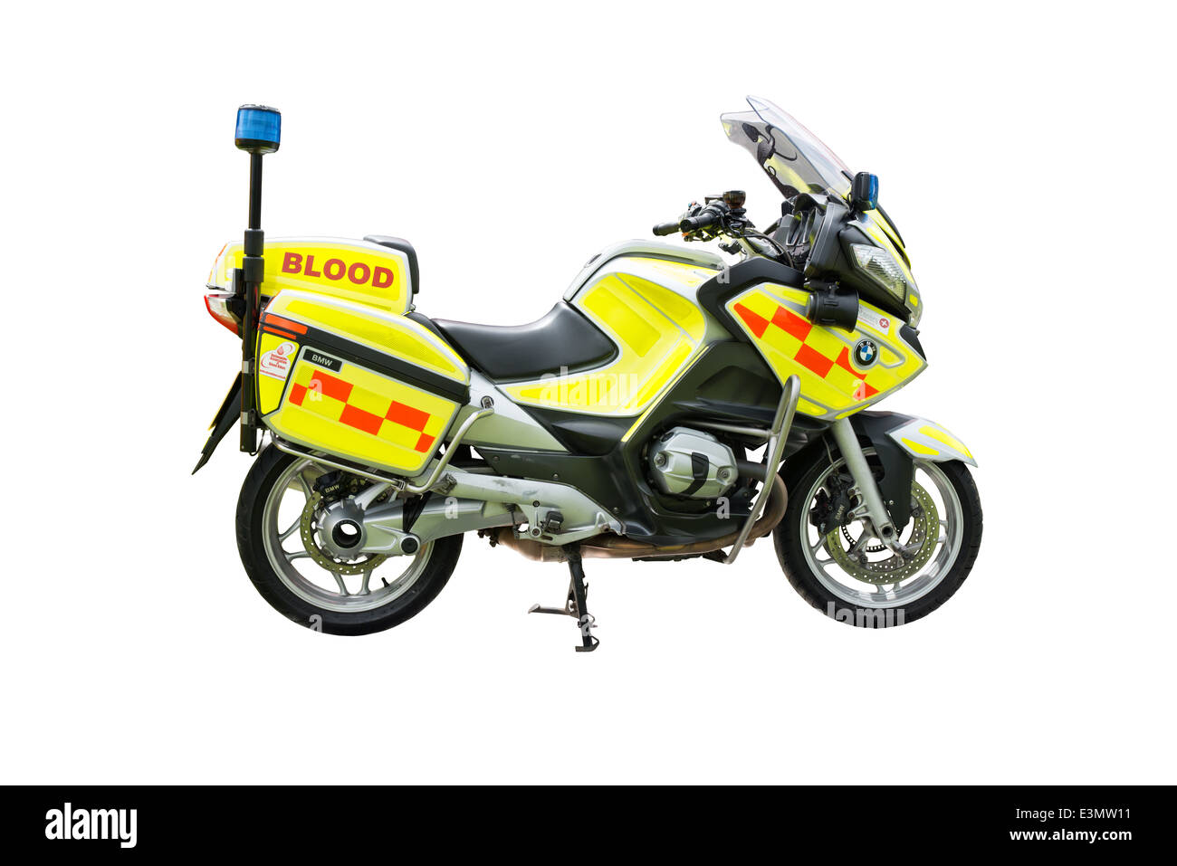 A cut out of a BMW, emergency blood & human tissue delivery motorcycle ...