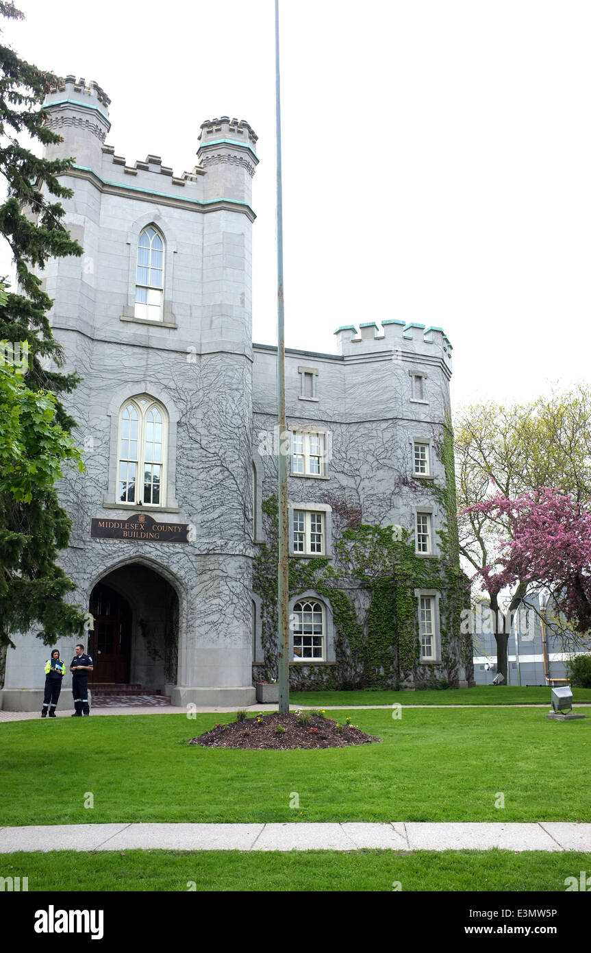 A turreted public building Stock Photo - Alamy