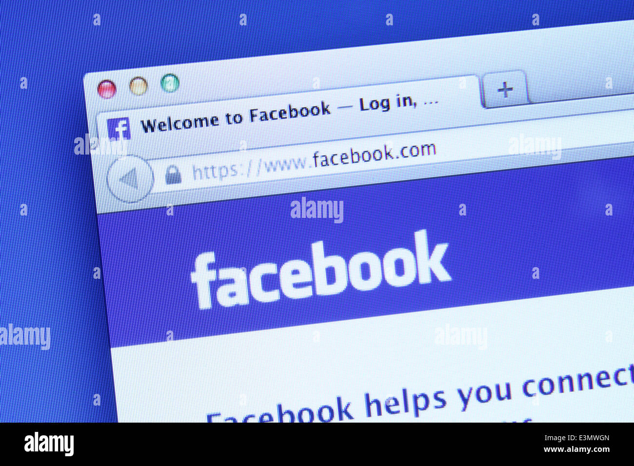 Facebook homepage on a monitor screen. Facebook is the world’s largest ...