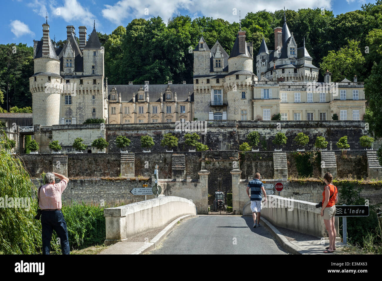 Tourists photographing the Château d'Ussé, one of the Châteaux of the ...