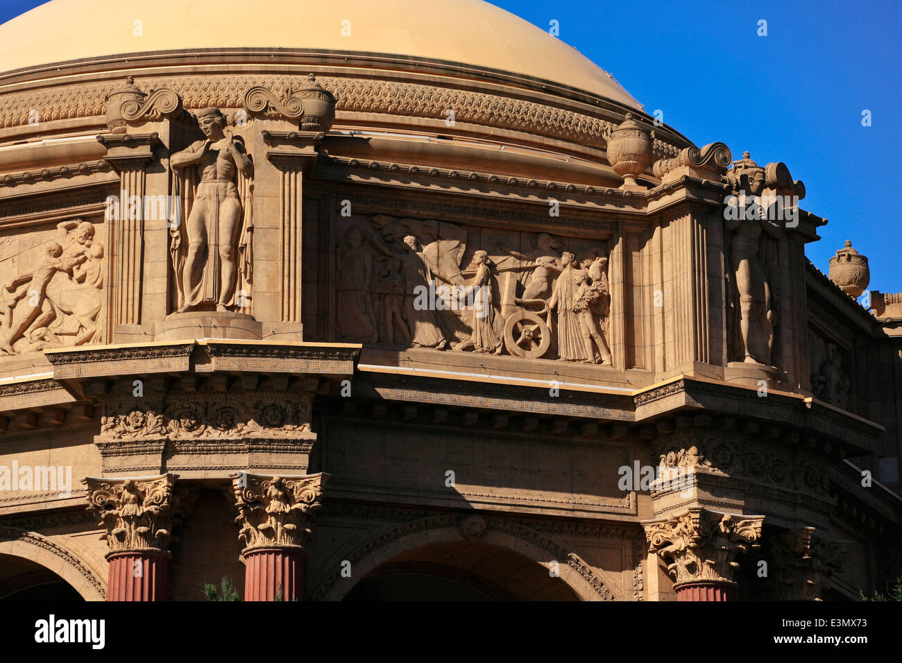 Roman style columns, domeand bas relief figures of the PALACE OF FINE ...