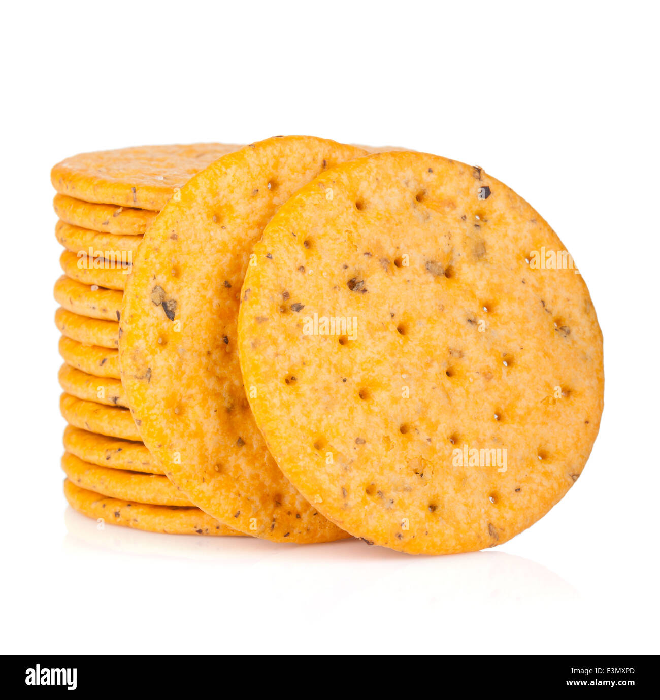 Stack of crackers. Isolated on white background Stock Photo - Alamy