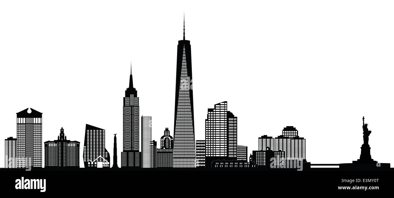 new york america city skyline with monuments and towers Stock Photo - Alamy