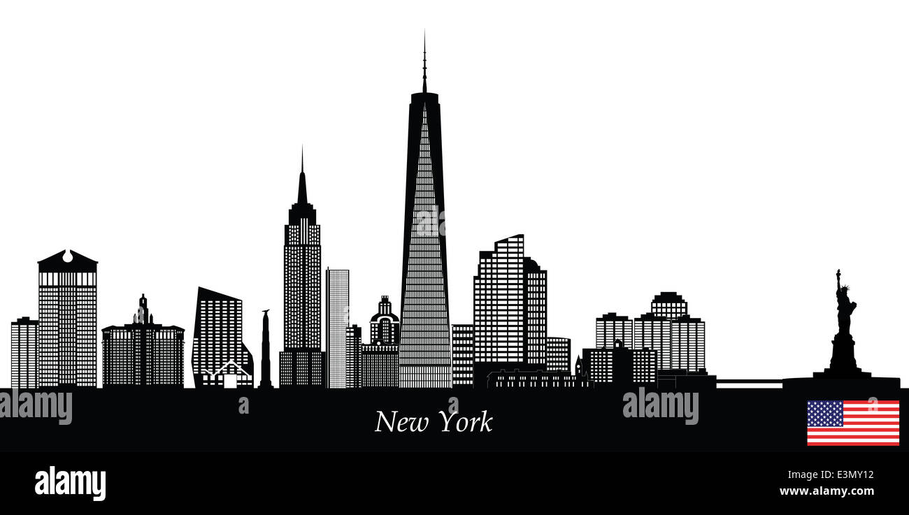 new york america city skyline with monuments and towers Stock Photo - Alamy