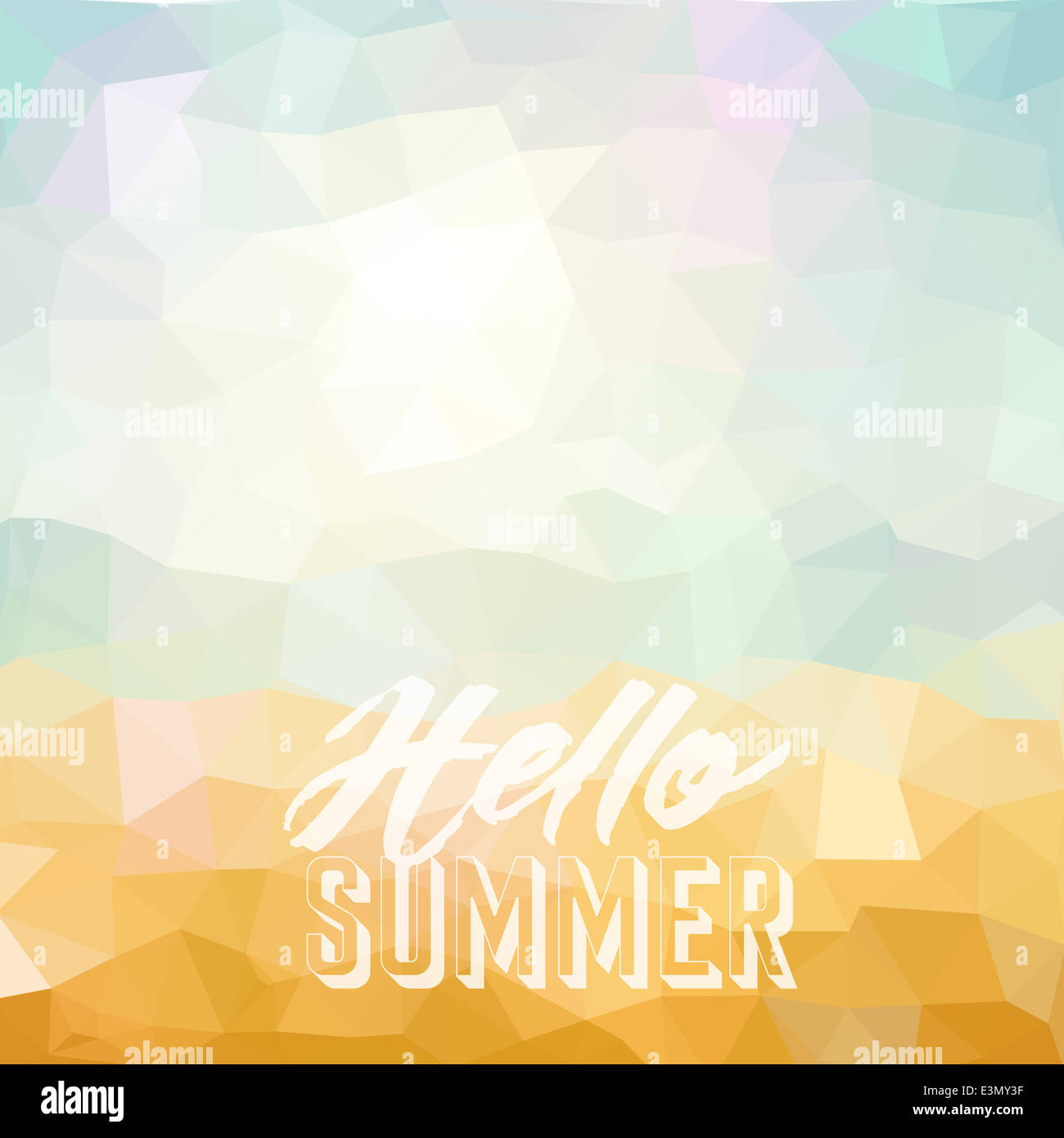 Hello summer. Poster on tropical beach background. Raster version Stock ...