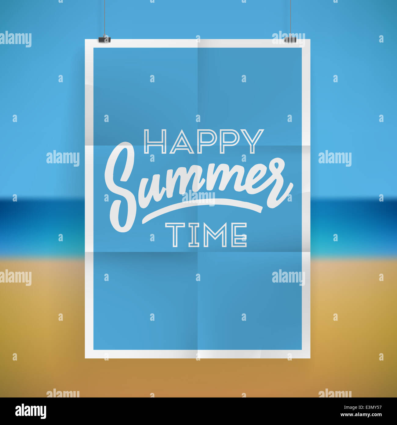 Summer holiday poster design on tropical beach background. Raster ...
