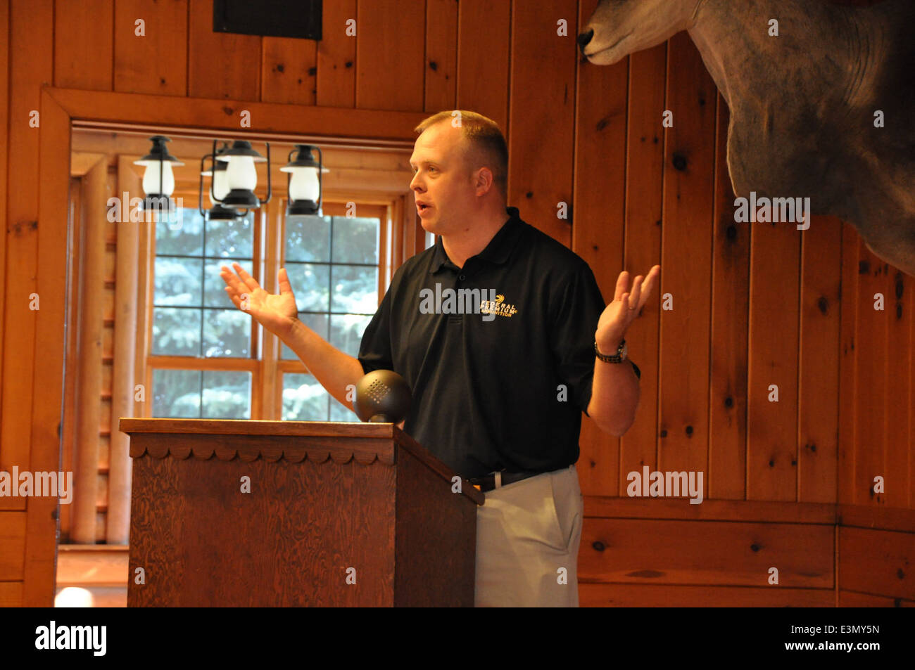 Ryan Bronson speaks at the 75th Anniversary celebration of the ...