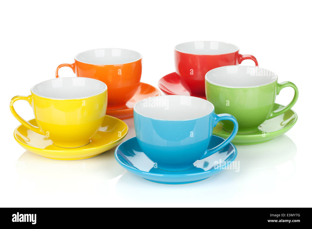 Set of colorful cups. Isolated on white background Stock Photo - Alamy