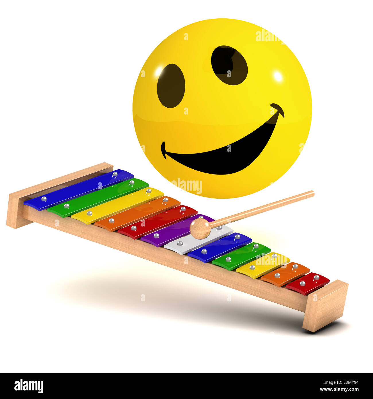 3d Smiley plays a rainbow xylophone Stock Photo - Alamy