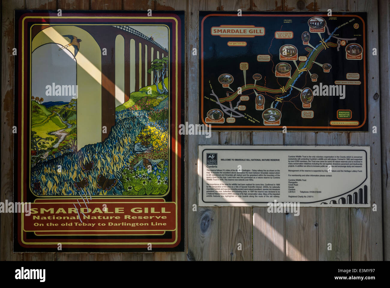 A noticeboard in the Smardale Gill National Nature Reserve. Part of the ...