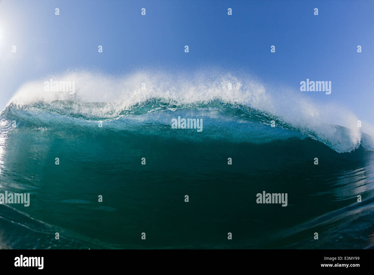 Ocean wave swimming inside closeup face to face encounter hollow ...
