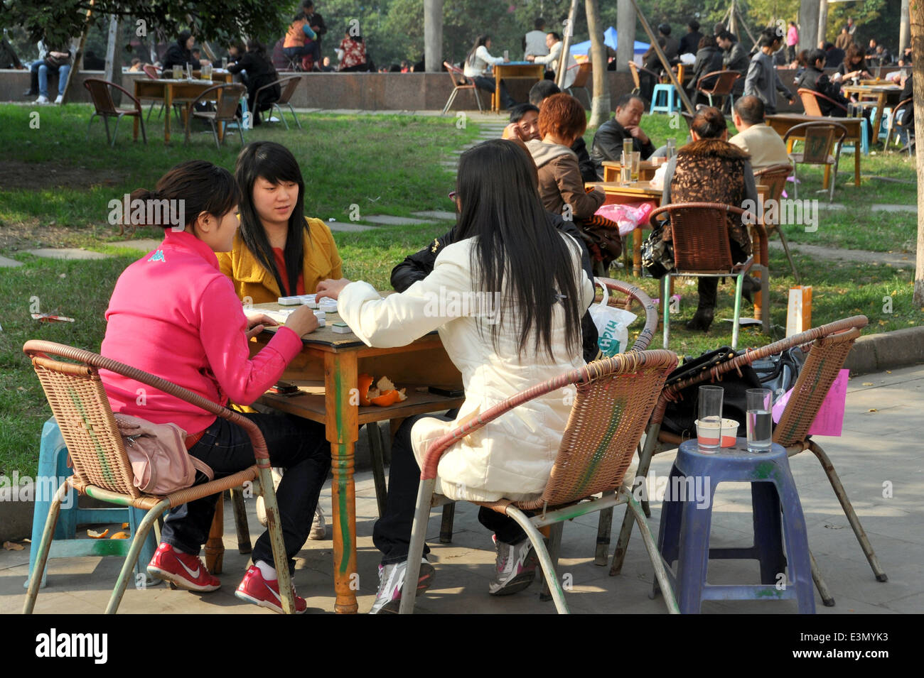 PENGZHOU, CHINA: Four young women playing Mahjong on a crisp Autumn ...