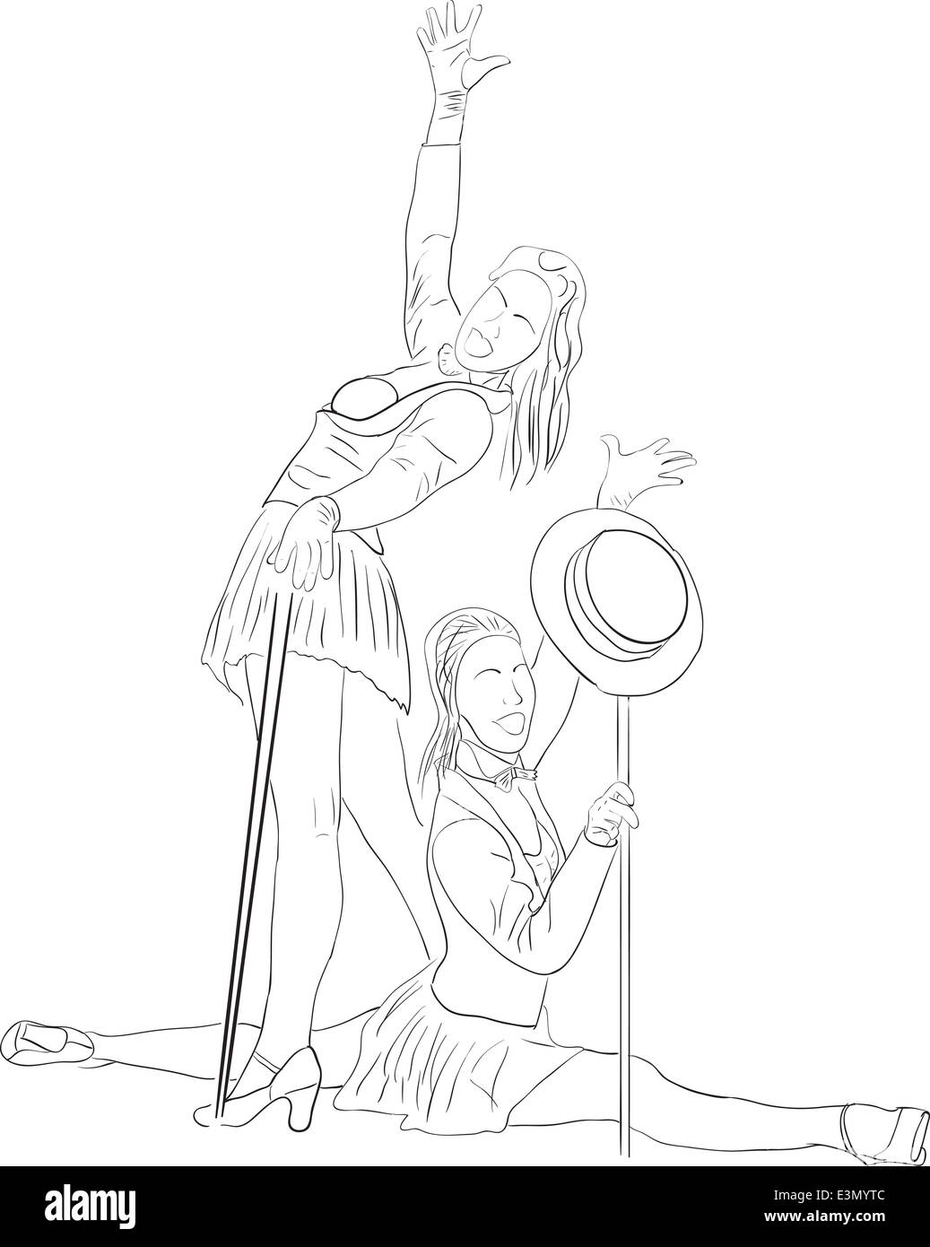 Simple outline vector silhouette dancing girl ballerina Stock Photo - Alamy